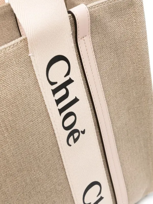 Chloé Woody Medium Linen Tote - Multicolor