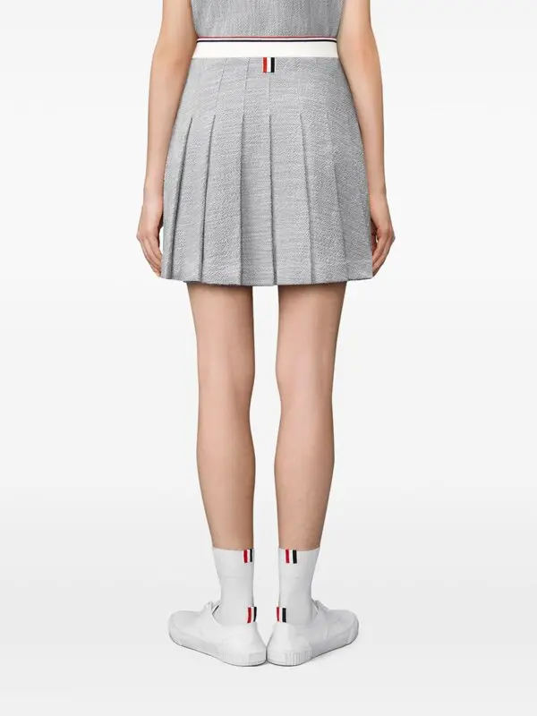 Thom Browne Pleated Mini Skirt With Rwb Stripe Trim - Multicolor