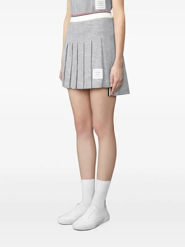 Thom Browne Pleated Mini Skirt With Rwb Stripe Trim - Multicolor