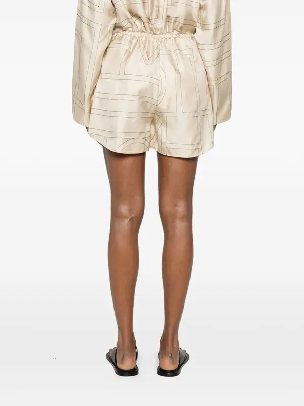 TOTEME Monogram Silk Pajama Shorts - Multicolor
