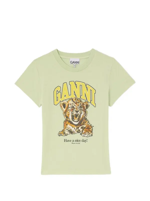 GANNI Printed Cotton T-shirt - Multicolor