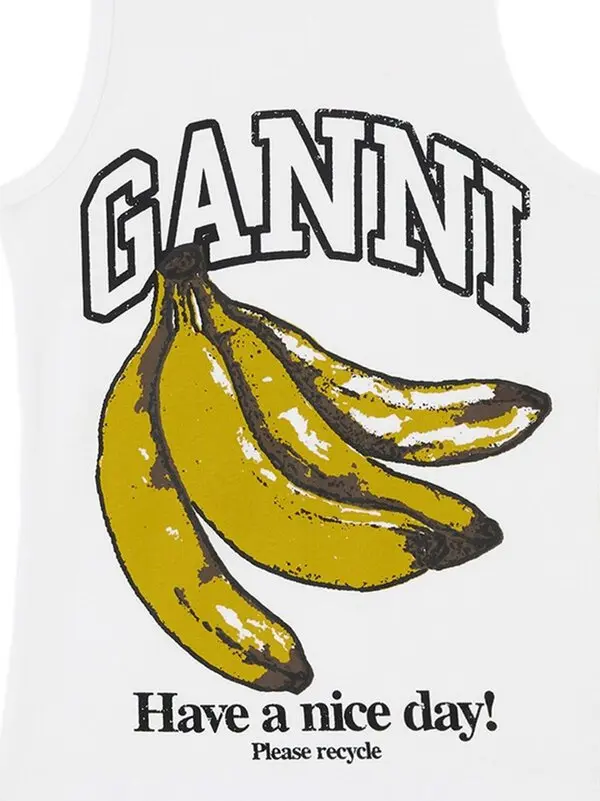 GANNI Printed Cotton Tank Top