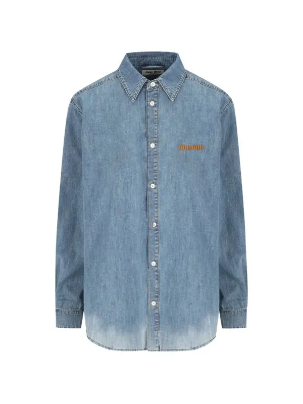 Miu Miu Logo Cotton Shirt - Multicolor