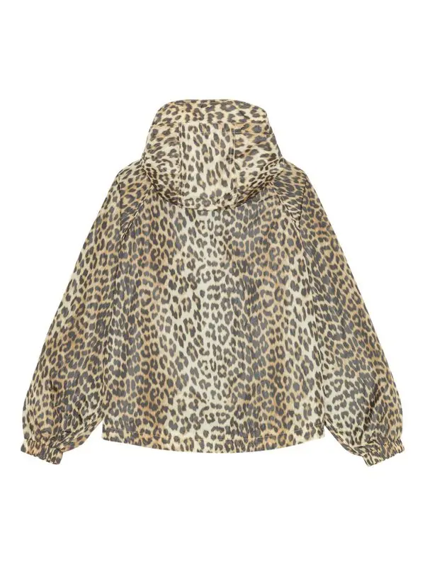 GANNI Hooded Blouson Jacket With Logo Patch - Multicolor