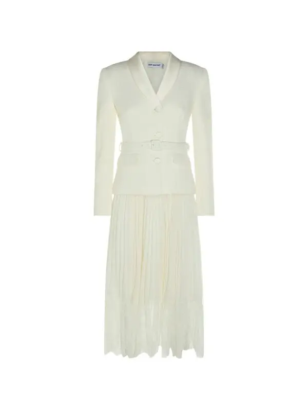 SELF-PORTRAIT Shawl Collar Midi Dress - Multicolor