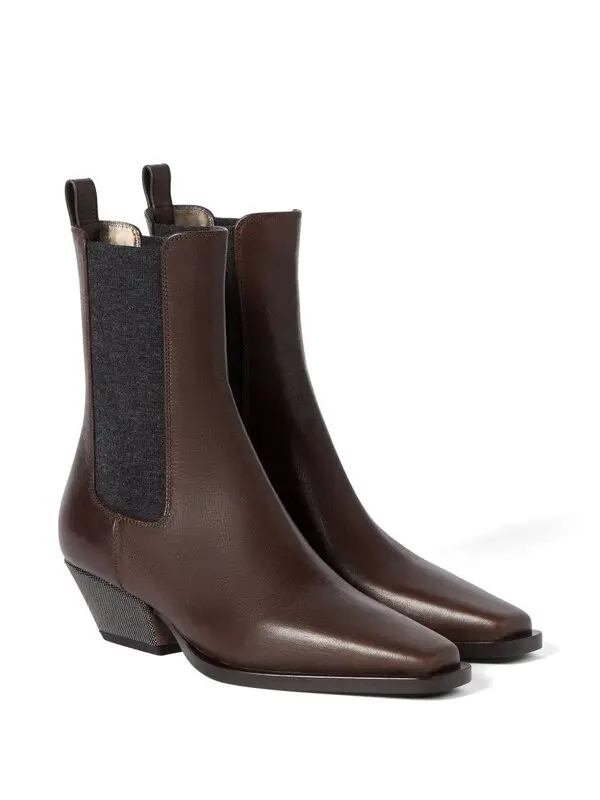 Brunello Cucinelli Leather Ankle Boots - Multicolor