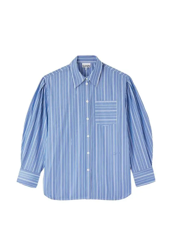GANNI Striped Organic Cotton Shirt - Multicolor