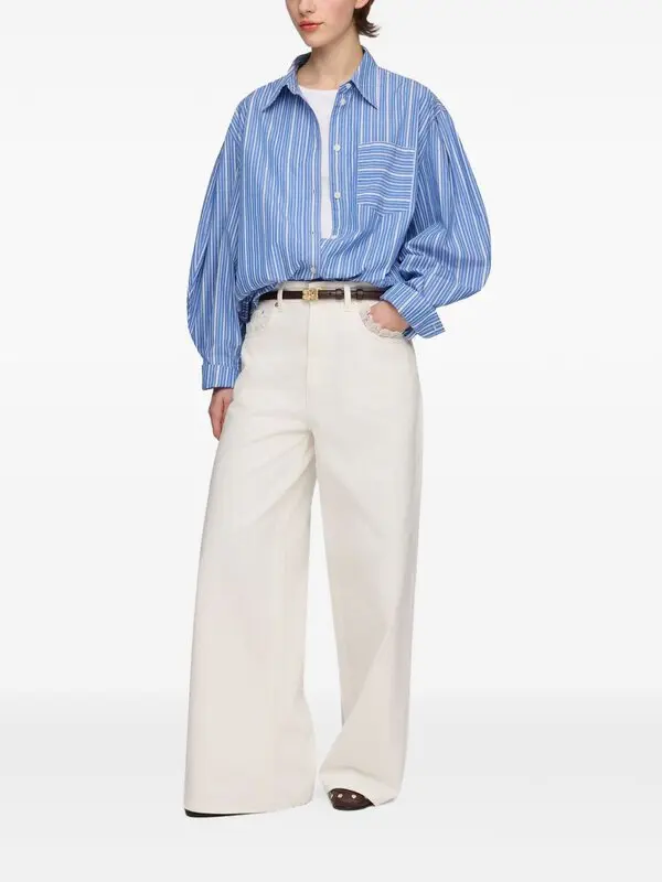GANNI Striped Organic Cotton Shirt - Multicolor