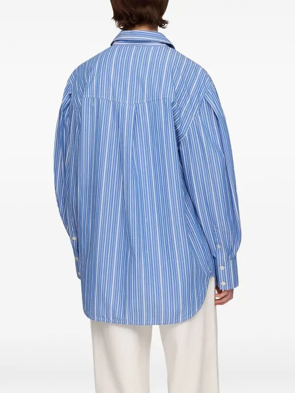 GANNI Striped Organic Cotton Shirt - Multicolor