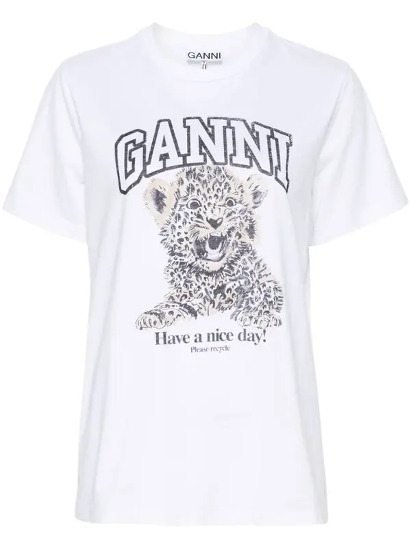 GANNI Printed Cotton T-shirt - Multicolor