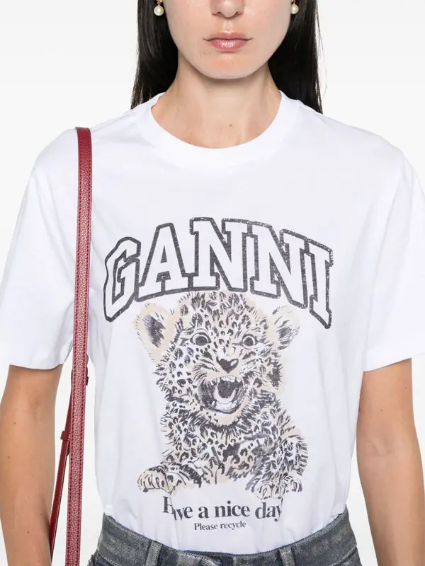 GANNI Printed Cotton T-shirt - Multicolor