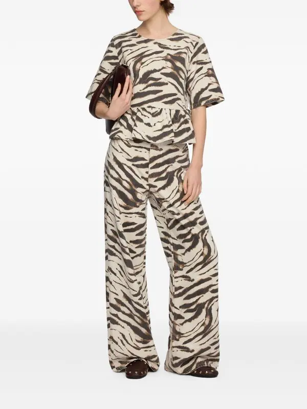 GANNI Zebra Print Organic Cotton Top - Multicolor