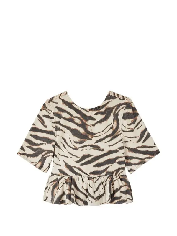 GANNI Zebra Print Organic Cotton Top - Multicolor