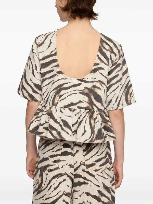 GANNI Zebra Print Organic Cotton Top - Multicolor