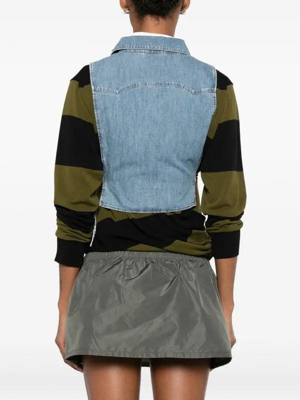 Miu Miu Denim Logo Embroidery Cropped Shirt