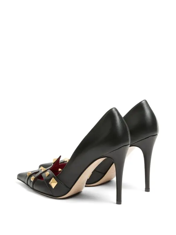 Valentino Garavani Studded Leather Pointed Toe Stiletto Pumps - Multicolor