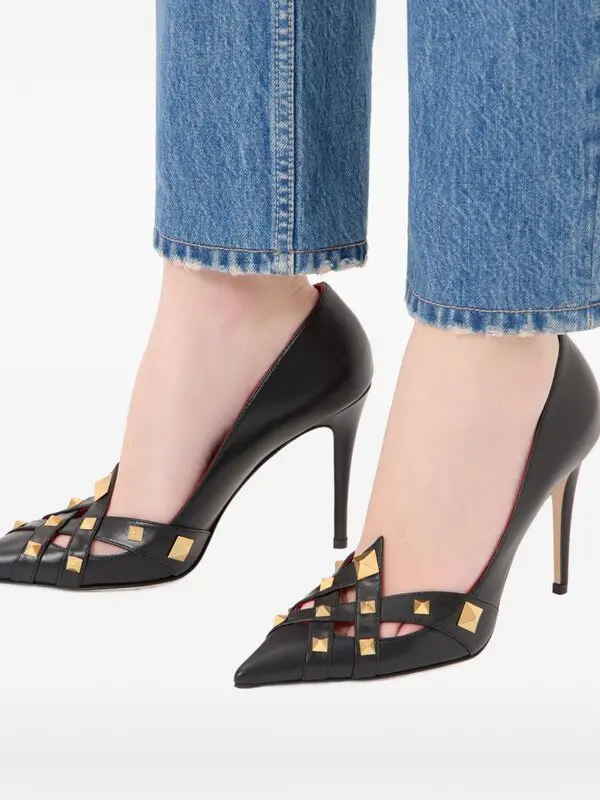 Valentino Garavani Studded Leather Pointed Toe Stiletto Pumps - Multicolor