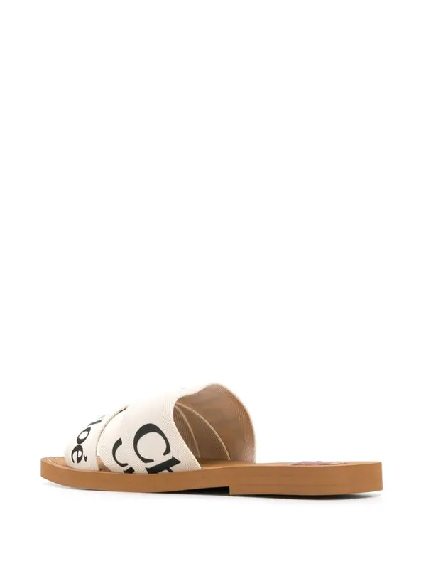 Chloé Woody Linen Slides - Multicolor