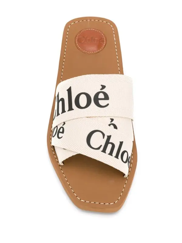 Chloé Woody Linen Slides - Multicolor