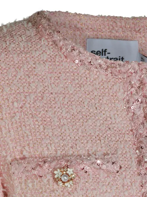 SELF-PORTRAIT Bouclé Short Jacket With Embellishments