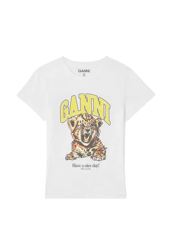 GANNI Graphic Print Cotton T-shirt - Multicolor