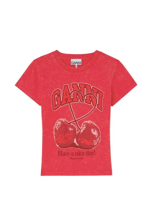 GANNI Printed Cotton T-shirt - Multicolor