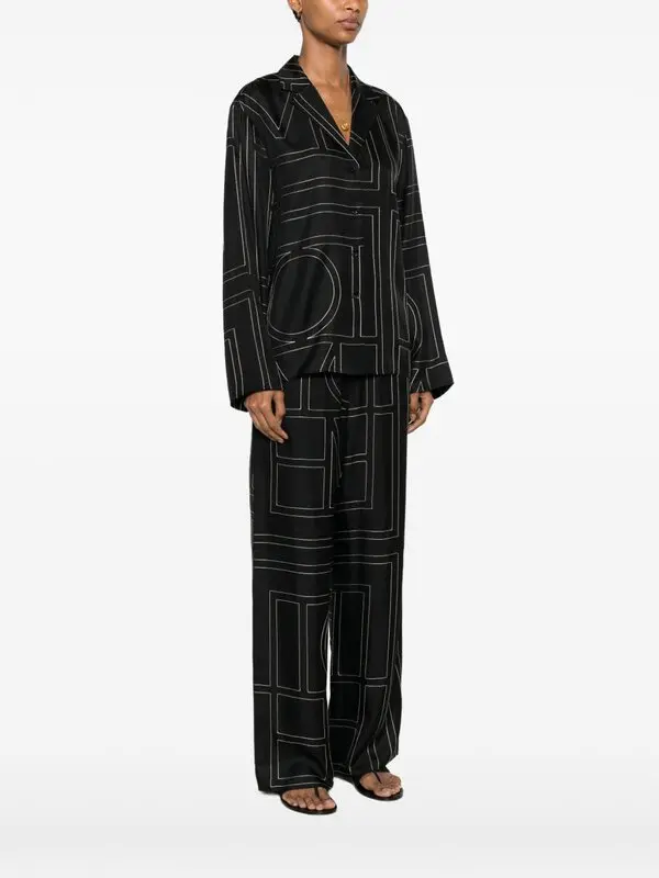 TOTEME Monogram Silk Pajama Shirt - Multicolor