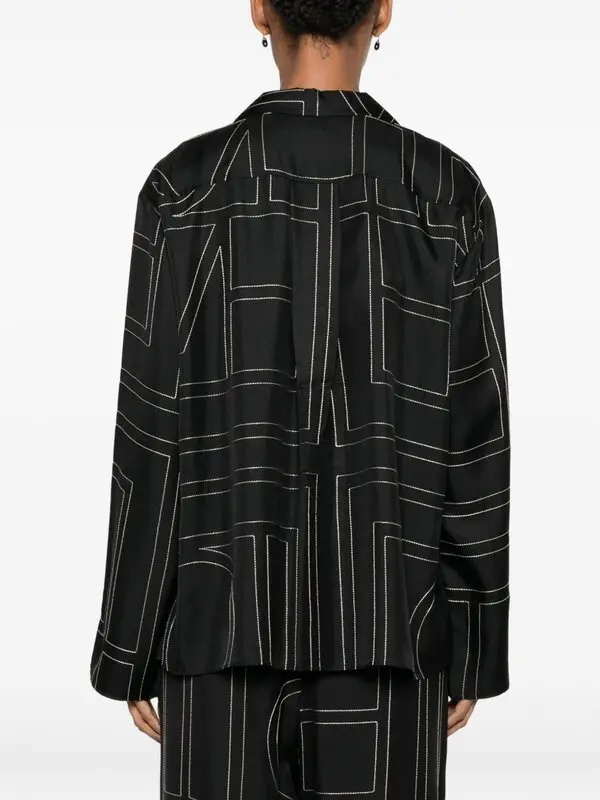 TOTEME Monogram Silk Pajama Shirt - Multicolor