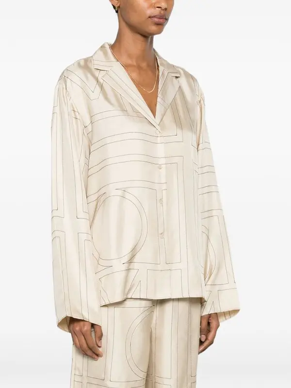 TOTEME Monogram Print Silk Shirt - Multicolor