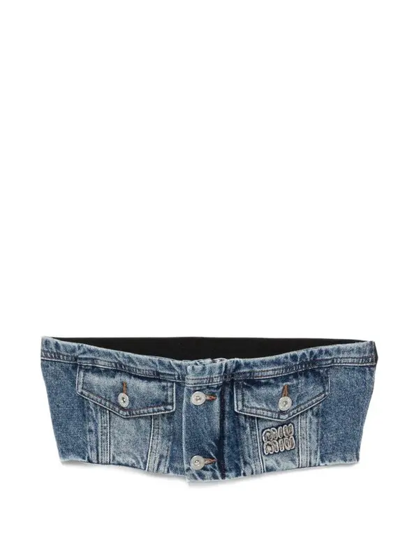 Miu Miu Denim Strapless Cropped Top - Multicolor