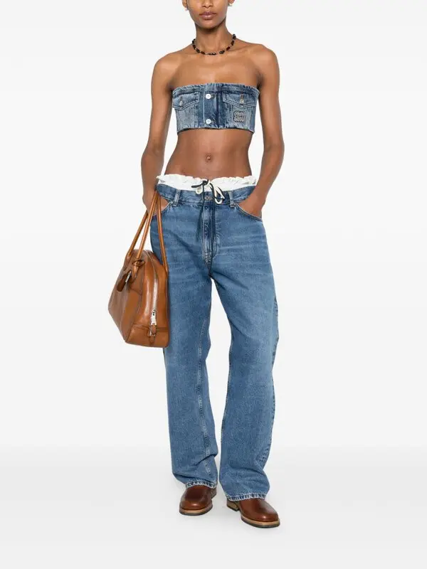 Miu Miu Denim Strapless Cropped Top - Multicolor