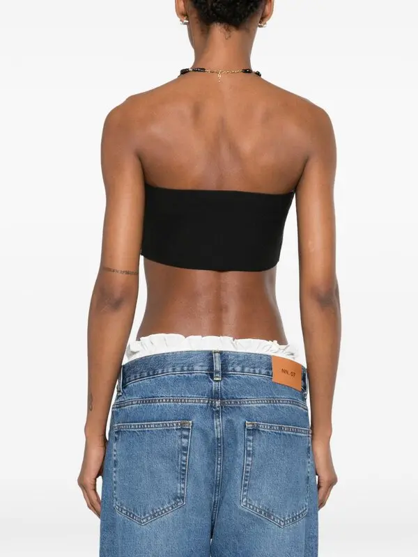 Miu Miu Denim Strapless Cropped Top - Multicolor