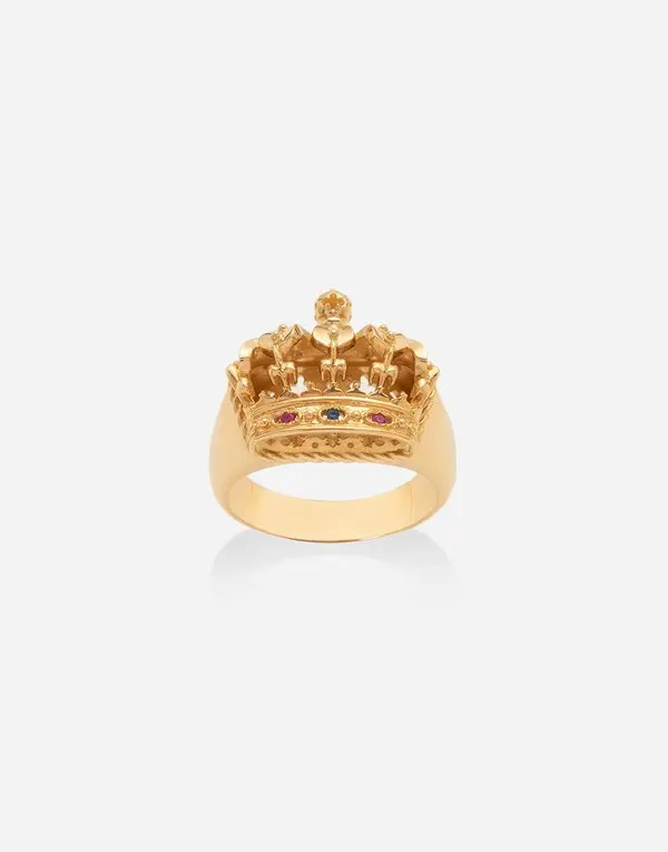 Dolce & Gabbana Royal Ring In 18kt Yellow With Rubies And Sapphire - Gold