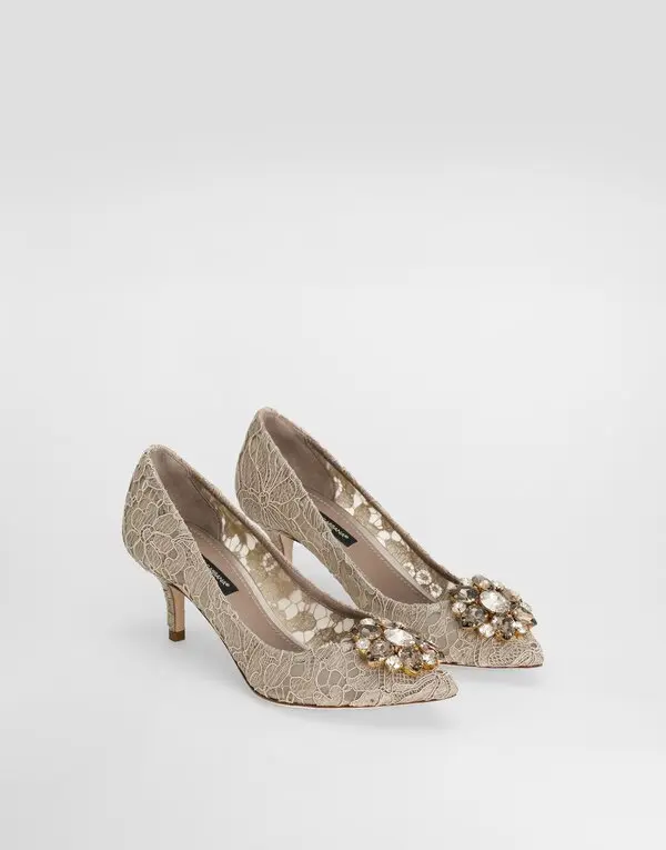 Dolce & Gabbana Lace Pumps With Crystal Brooch Detailing