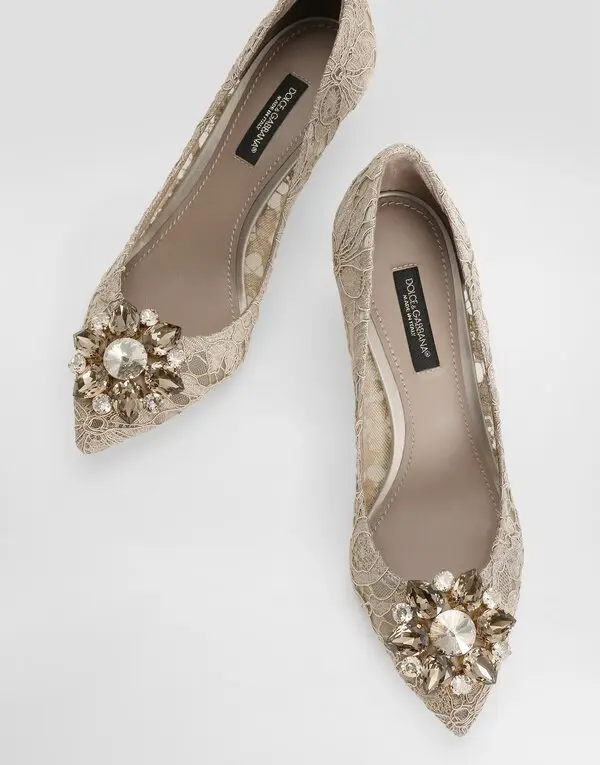 Dolce & Gabbana Lace Pumps With Crystal Brooch Detailing