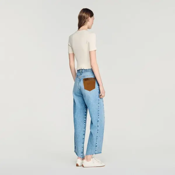 Sandro Ribbed Knit Shirt With Ruffled Details