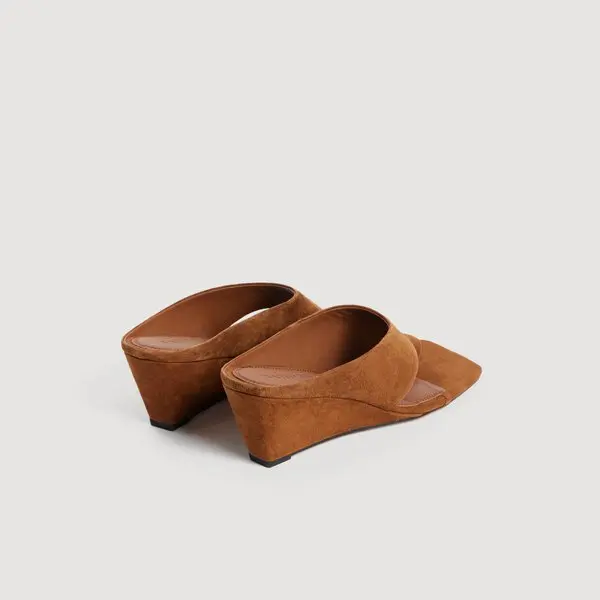 Sandro Suede Wedge Sandals - Brown