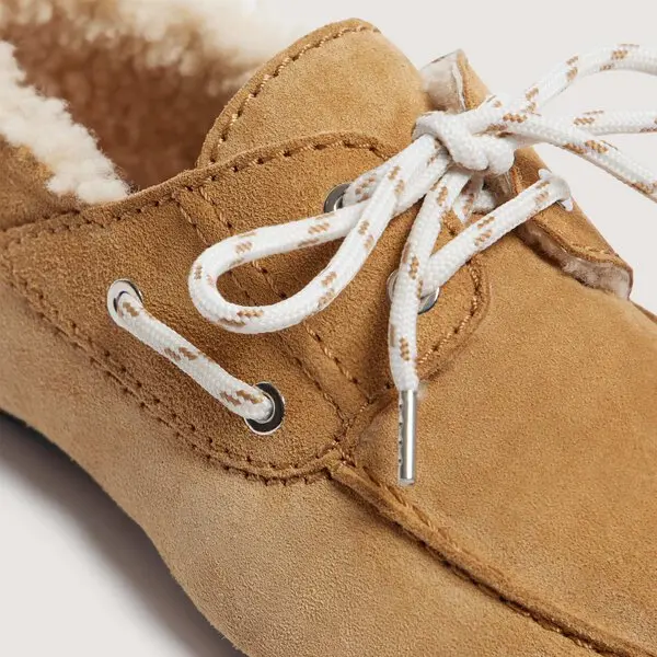 Sandro Shearling Lined Suede Boat Shoes