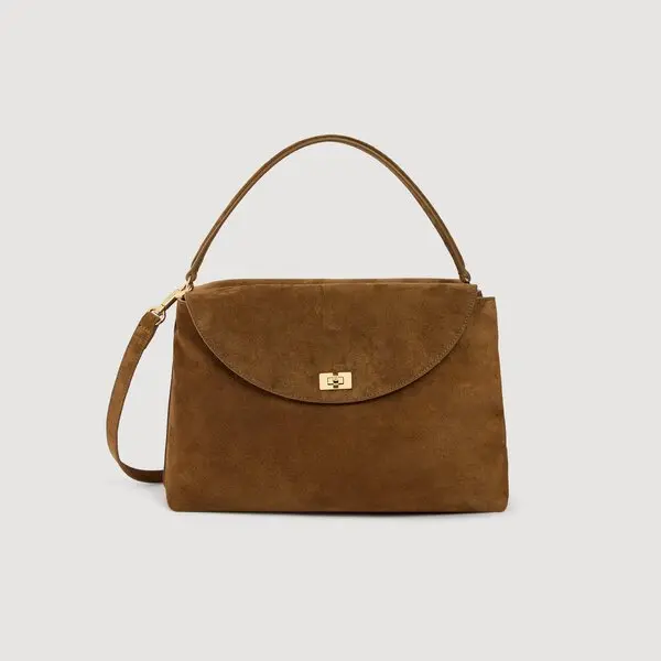 Sandro Le Grand Bazaar Suede Bag - Beige