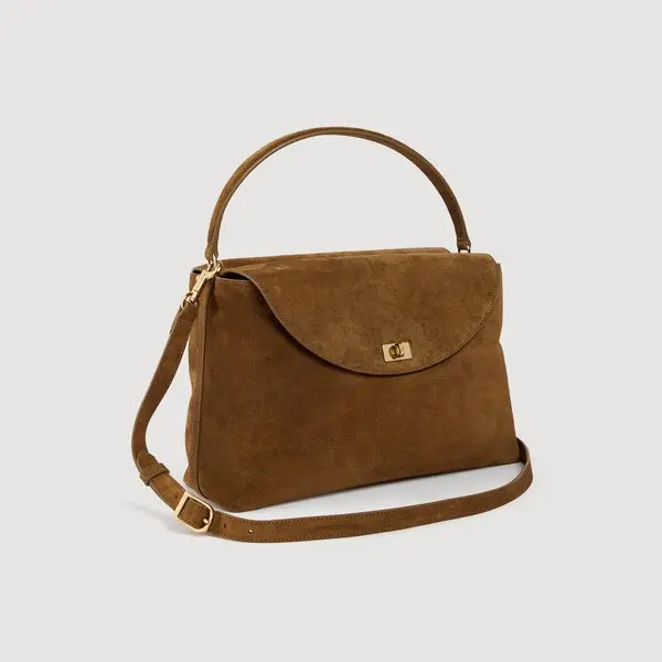 Sandro Le Grand Bazaar Suede Bag - Beige