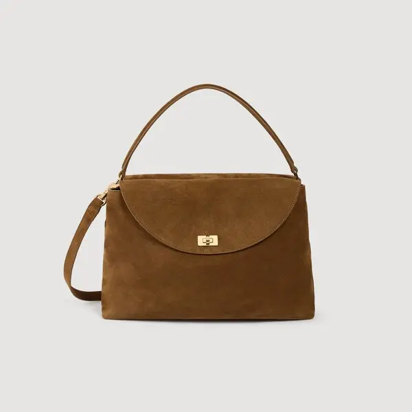 Sandro Le Grand Bazaar Suede Bag - Beige