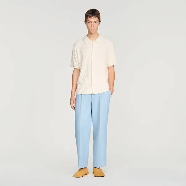 Sandro Terry Knit Shirt - Ecru