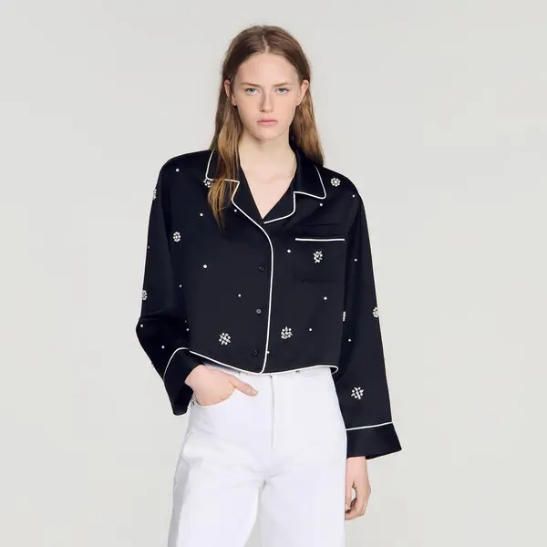 Sandro Embellished Viscose Pyjama-style Shirt