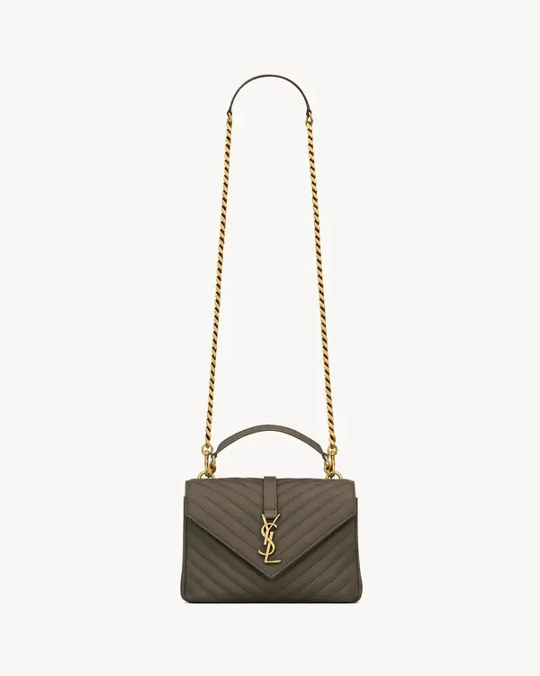 Saint Laurent College Medium Quilted Leather Satchel