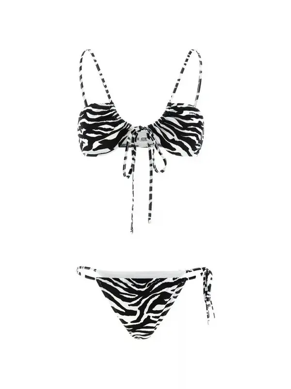 Attico Zebra Print Bikini Set - White