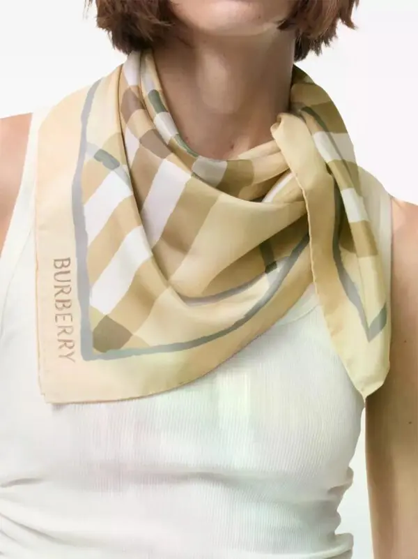 Burberry Watercolour Check Silk Scarf - Neutrals