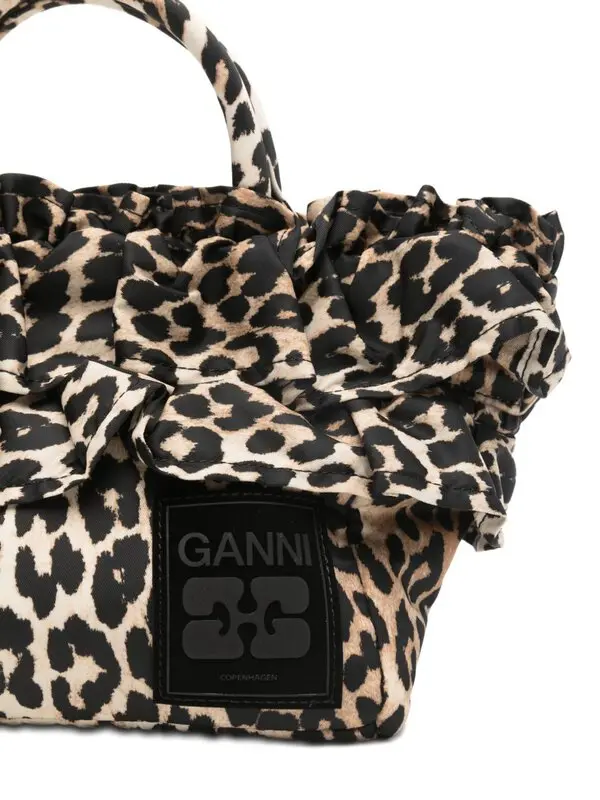 GANNI Leopard Print Nylon Mini Tote Bag