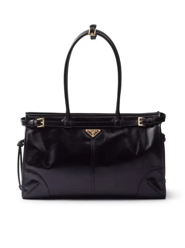 Prada Bonnie Large Leather Handbag - Black