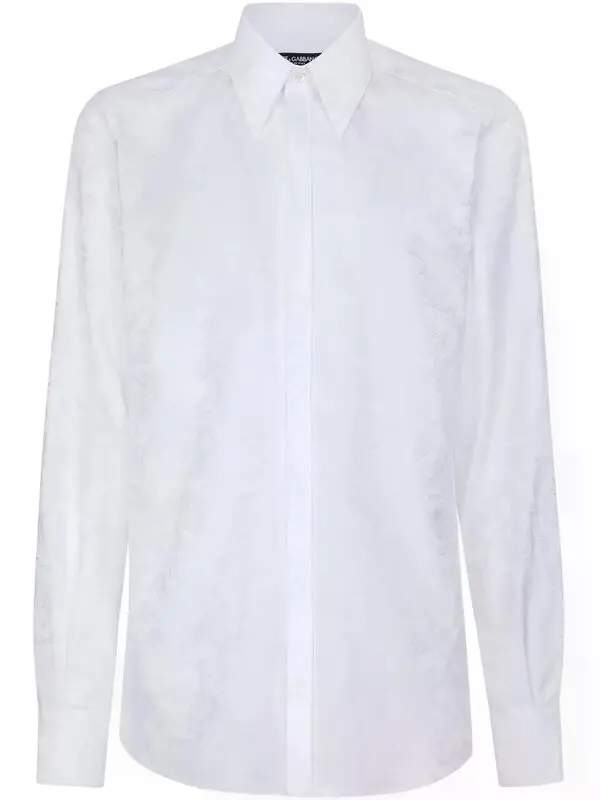 Dolce & Gabbana Martini-fit Floral-jacquard Cotton Shirt