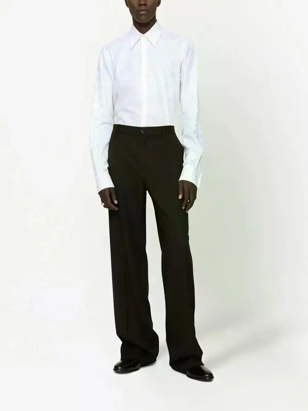 Dolce & Gabbana Martini-fit Floral-jacquard Cotton Shirt